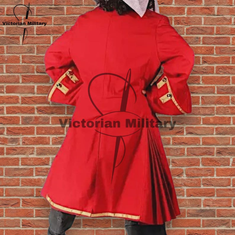 Captain Morgan Pirate Coat for Men | Red Wool Frock Coat With Gold Trim ...