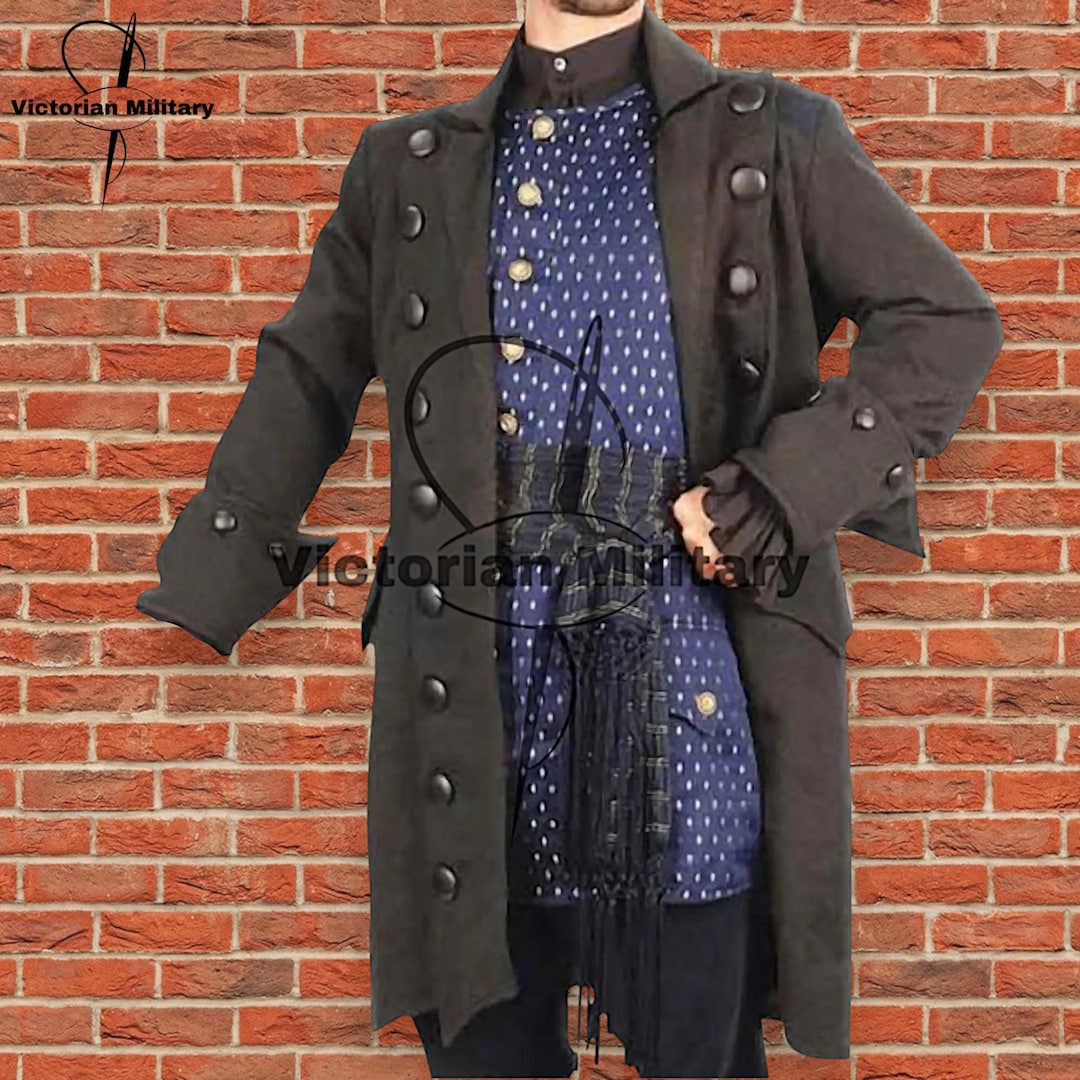 Men's Wool Blend Pirate Costume Jacket: Wide Lapel Gothic Coat - Etsy