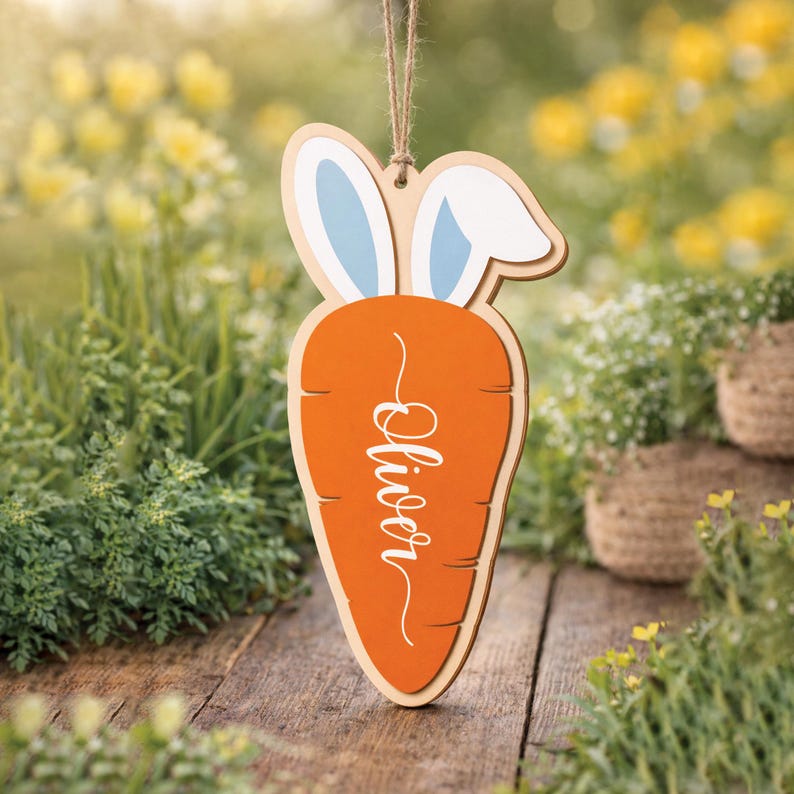 Personalized Carrot Easter Basket Tags for Grandkids, Carrot Name Tag ...