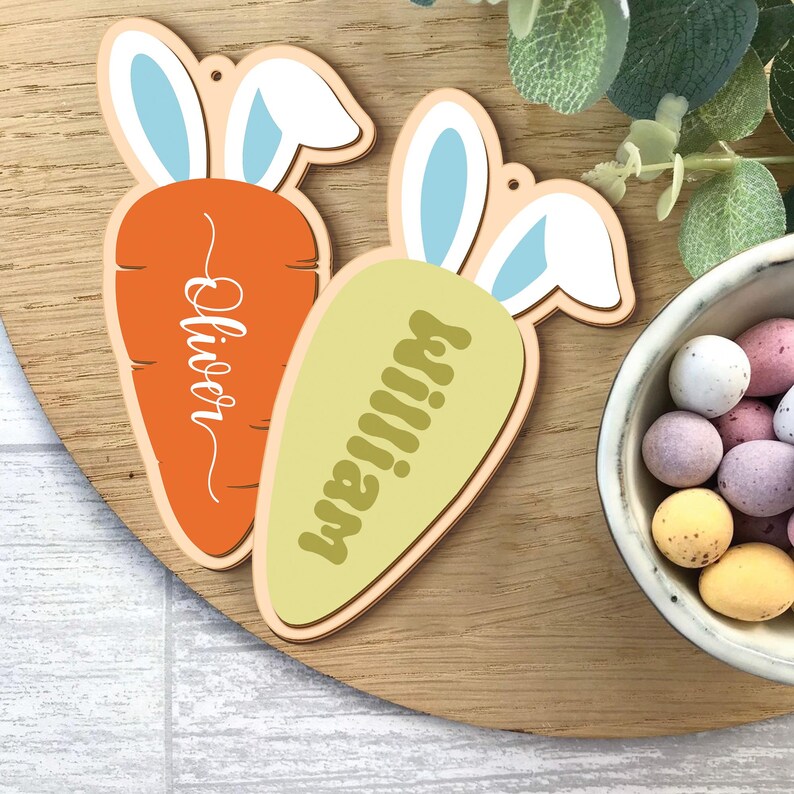 Personalized Carrot Easter Basket Tags for Grandkids, Carrot Name Tag ...