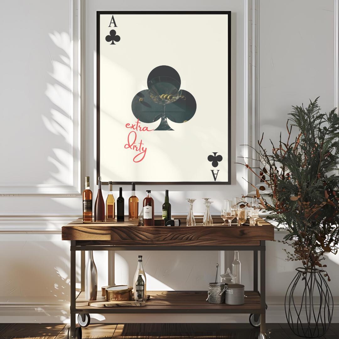 Ace of Clover Cocktail Art Print | Playing Card Poster, Trendy Retro ...