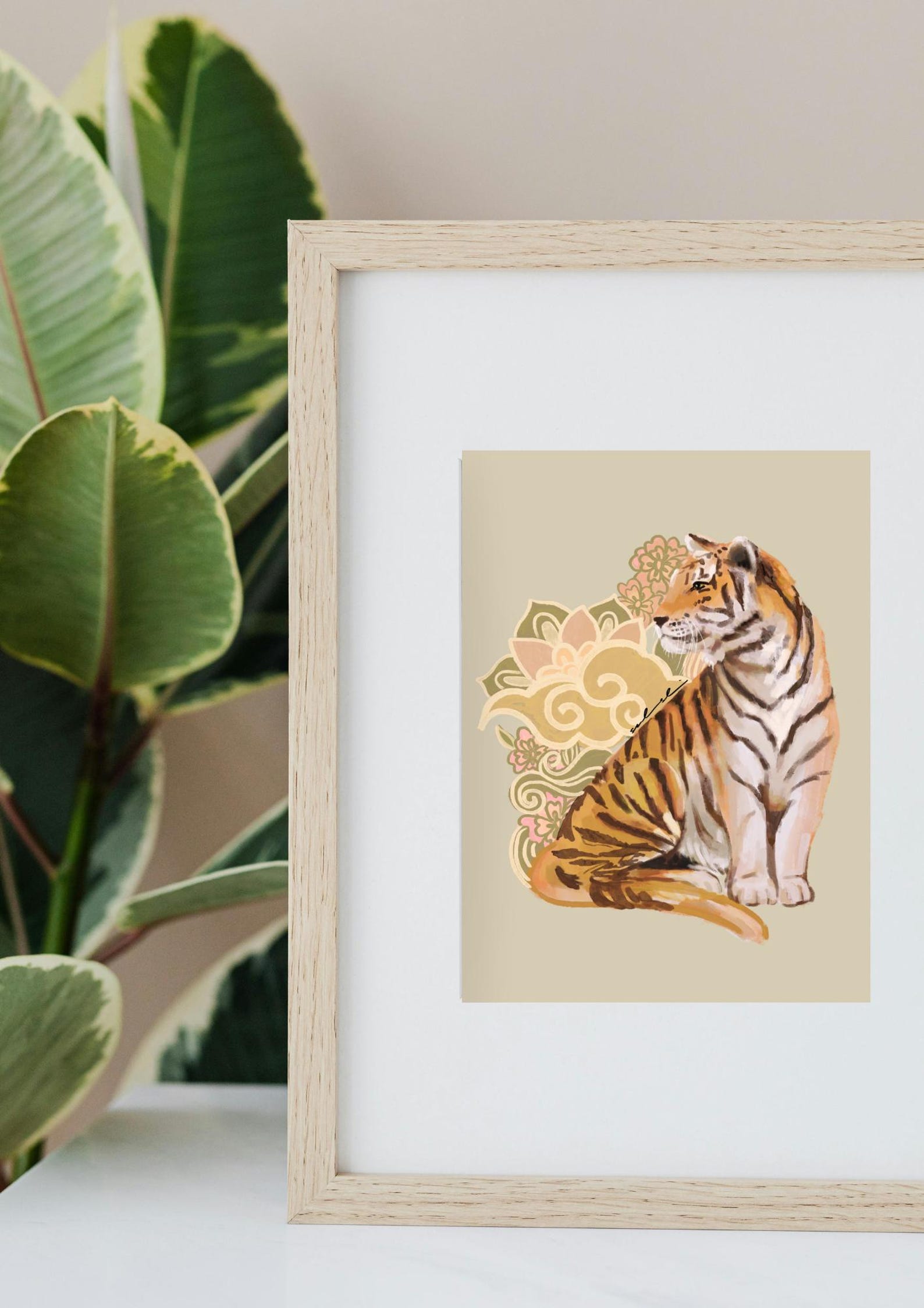 Illustrated Tiger Poster - Etsy