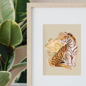 Illustrated Tiger Poster - Etsy