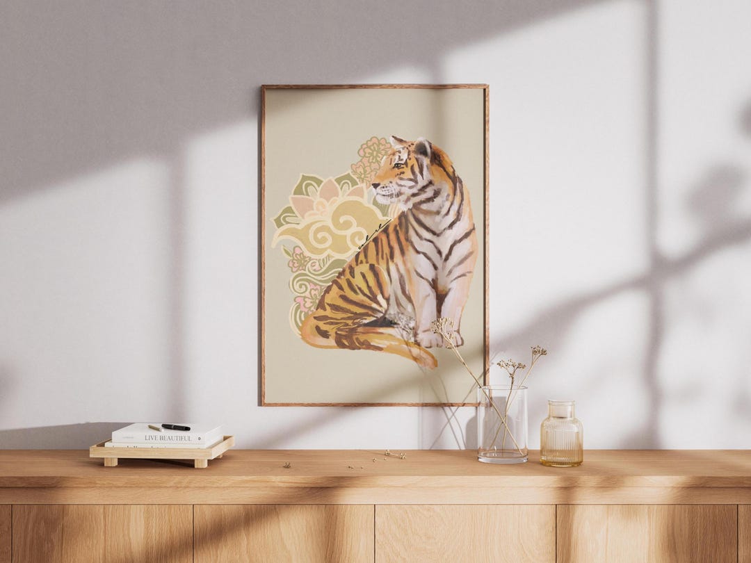 Illustrated Tiger Poster - Etsy