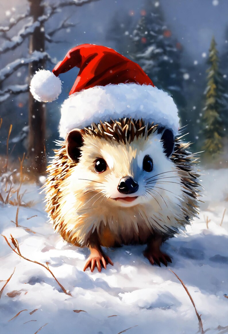 A Beautiful Painting of a Singular Little Cute and Charming Hedgehog ...