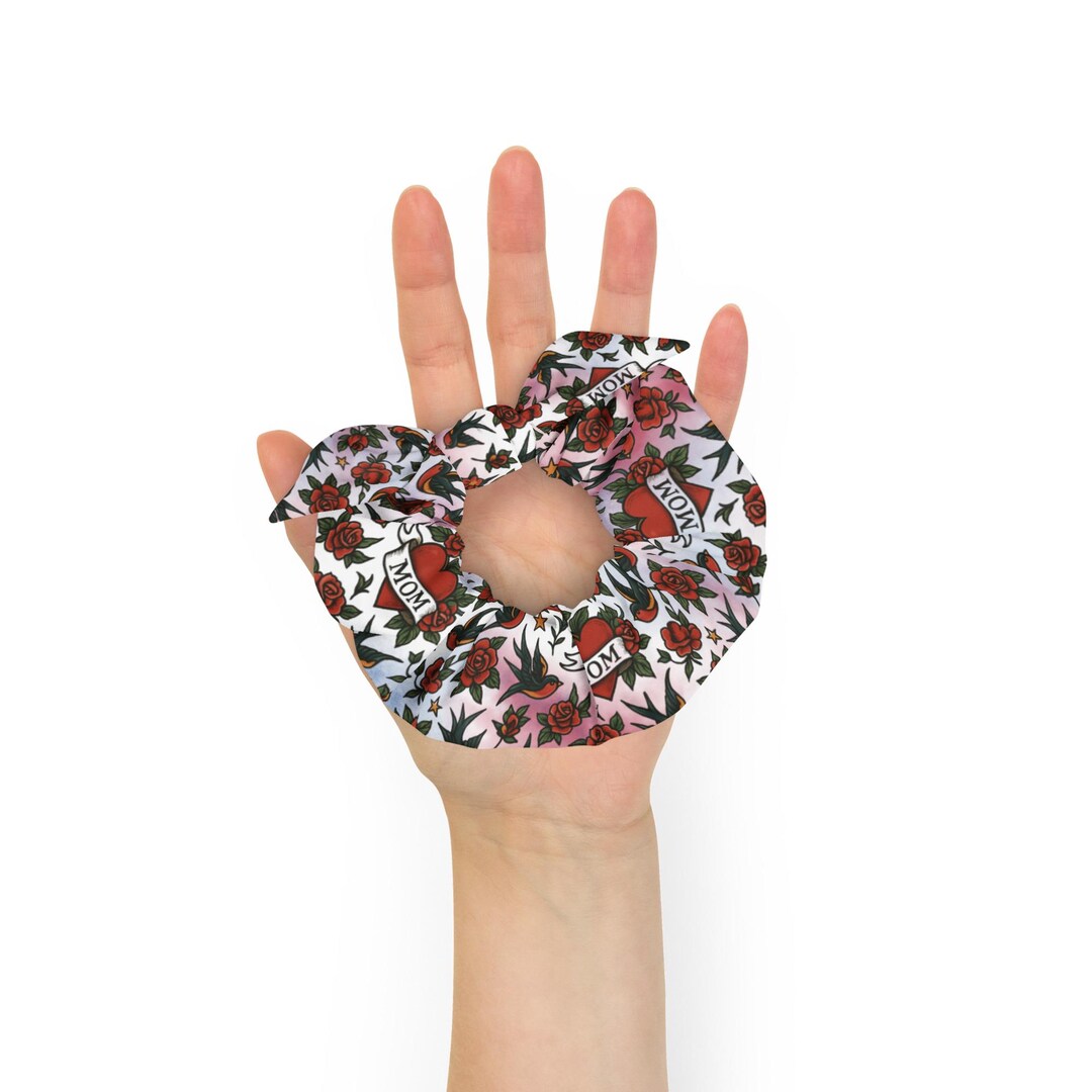 Mom Tattoo Tie Dye Recycled Scrunchie - Mothers Day Mama Mom Gift ...