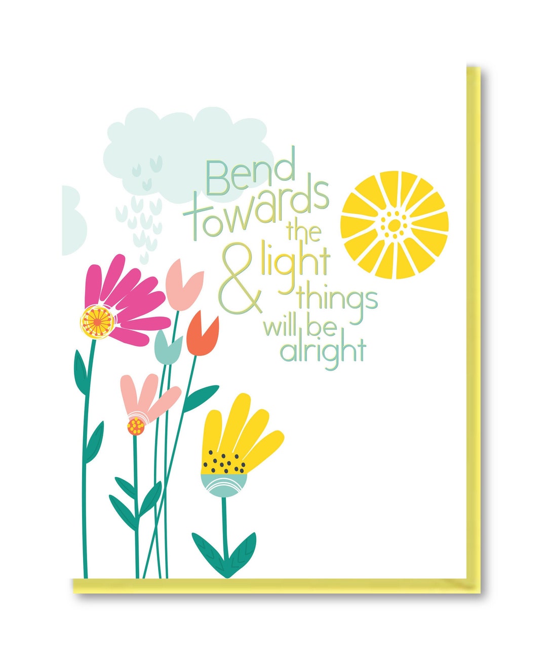 Floral Sympathy Card, Modern Encouragement, Bend Towards the Light - Etsy