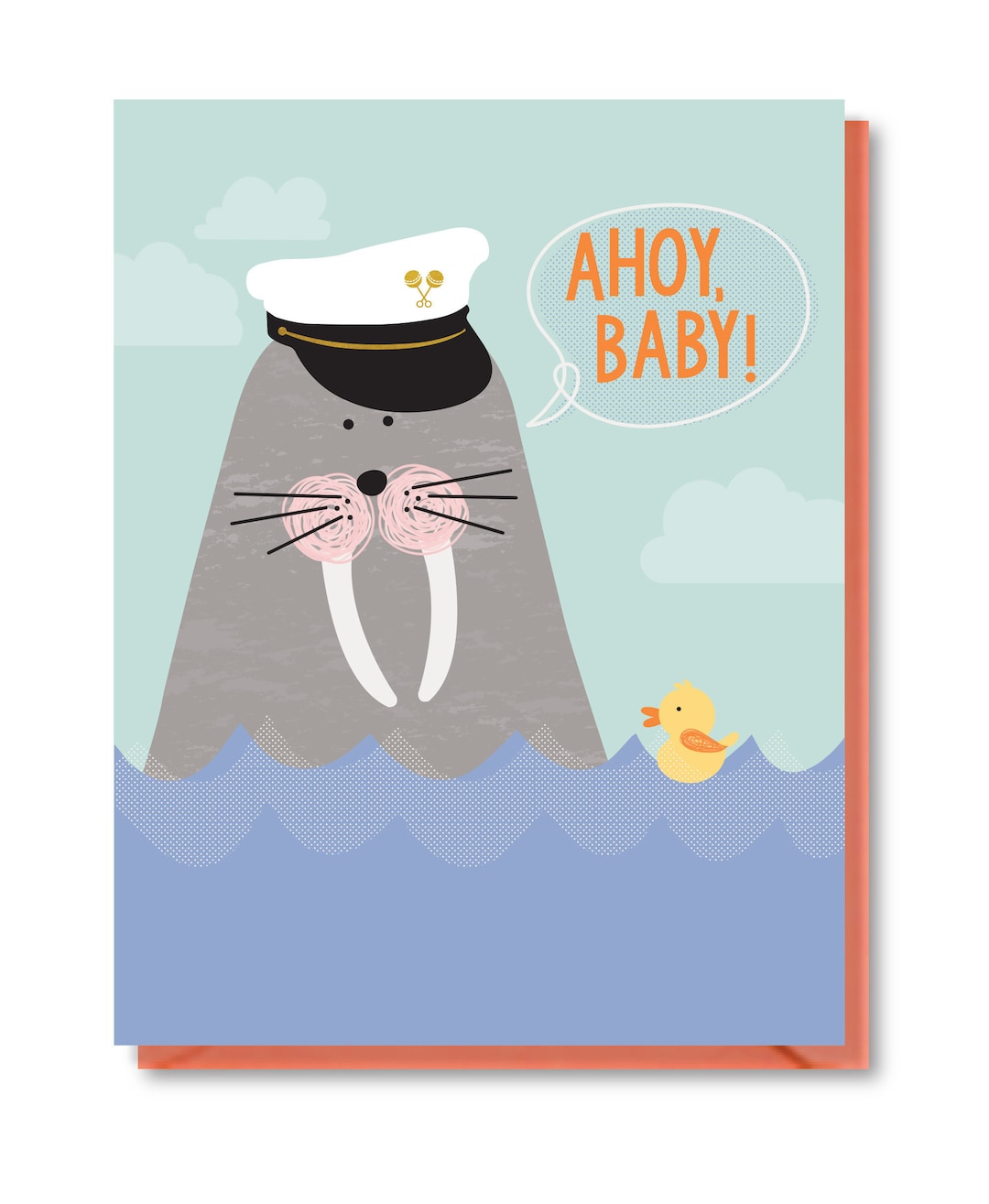 Ahoy Baby New Baby Card, Walrus Baby Shower Card, Cute Animal Baby Card ...