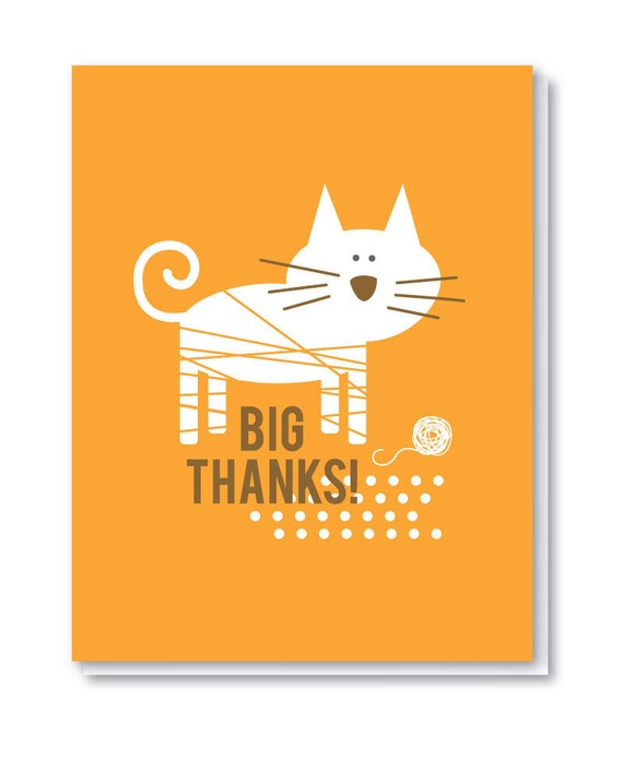 Cat Thank You Card Cute Animal Thank You Note Animal Lover - Etsy