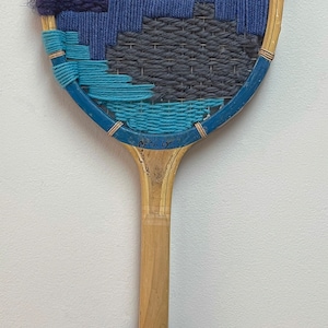 Vintage Tennis Racquet Abstract Lake Scene Weaving Fiber Wall Art Gift ...