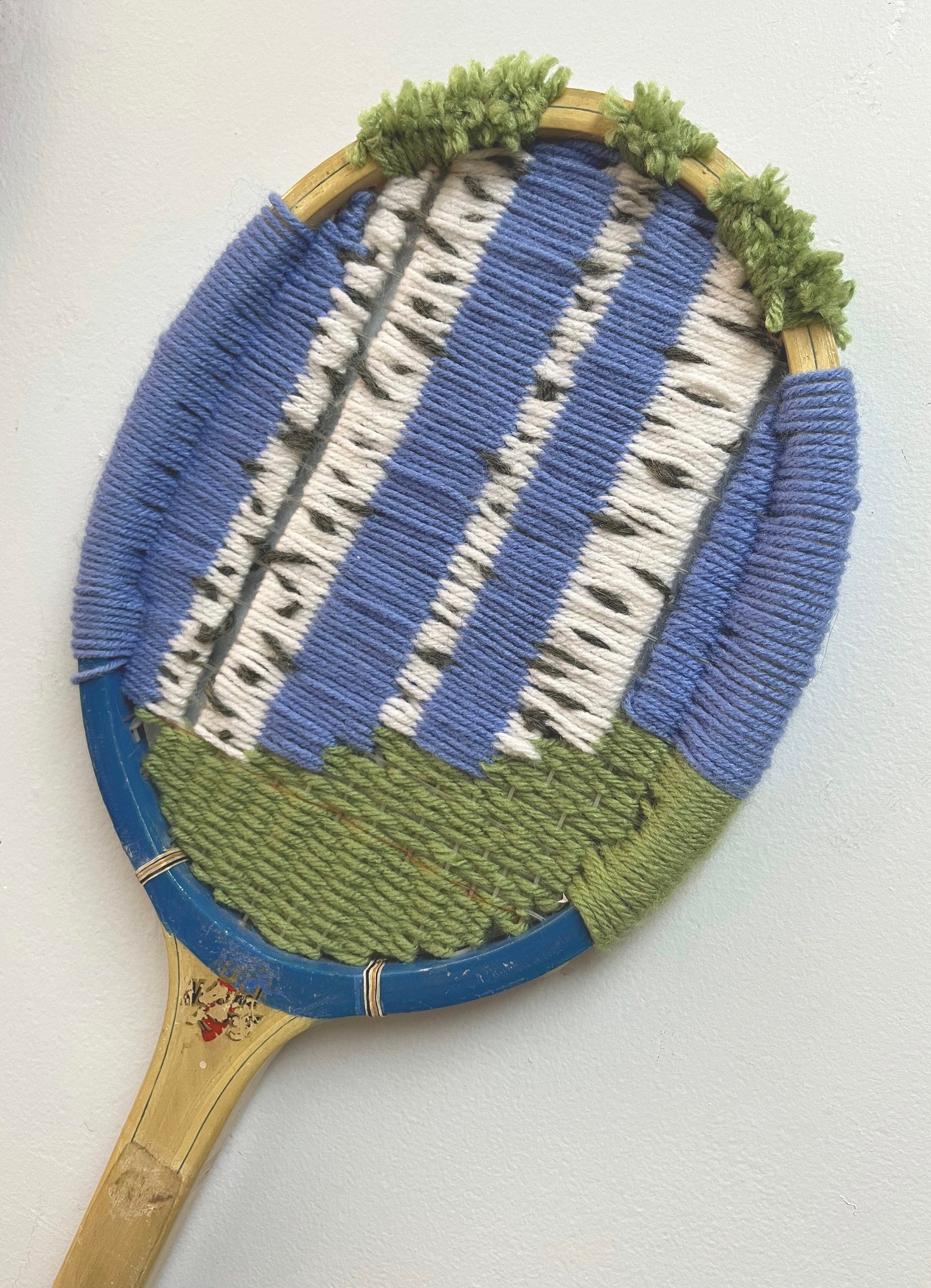 Vintage Tennis Racquet Birch Tree Scene Weaving | Fiber Wall Art | Gift ...