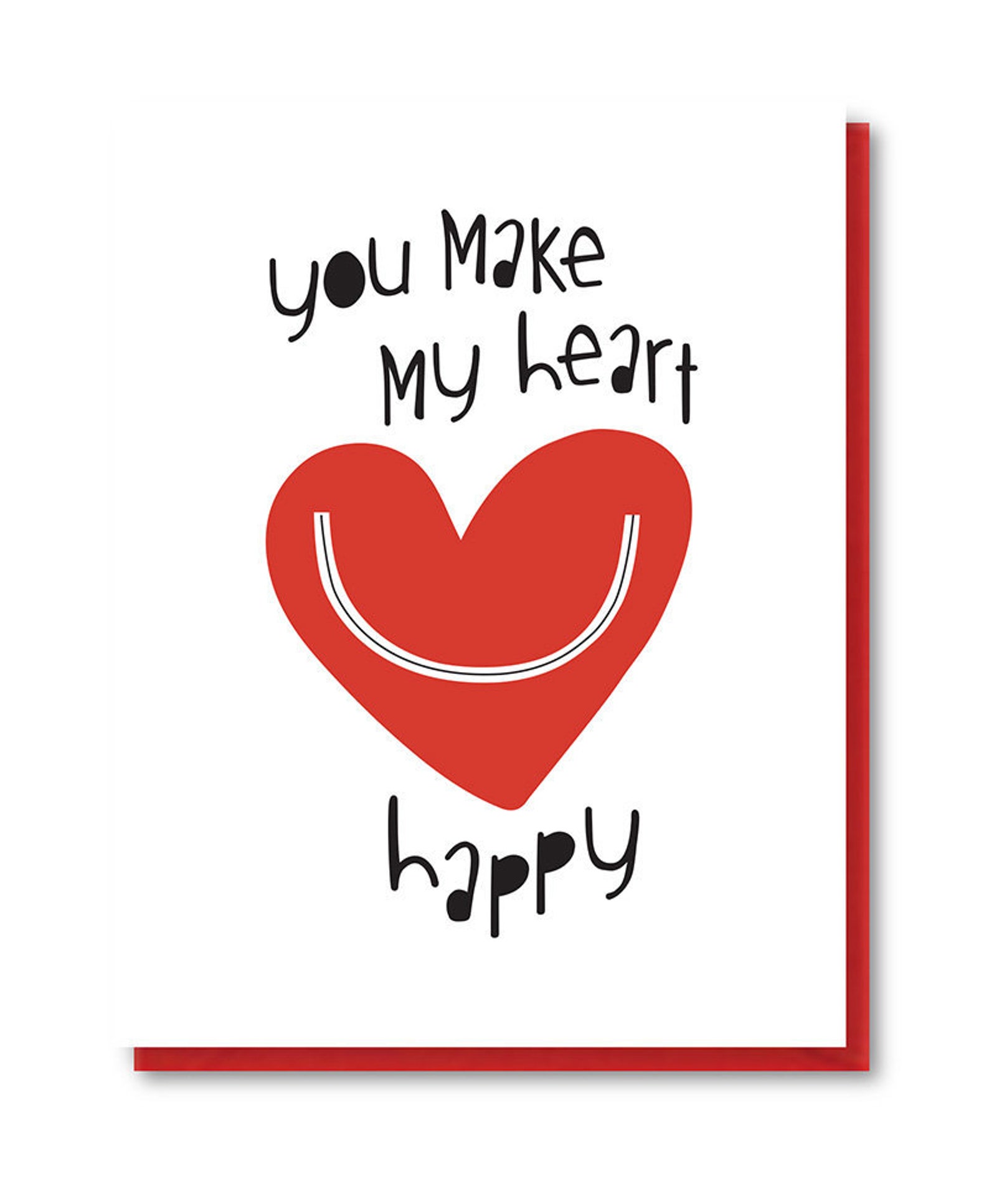 You Make My Heart Happy Greeting Card, Smiling Heart Valentine's Day ...