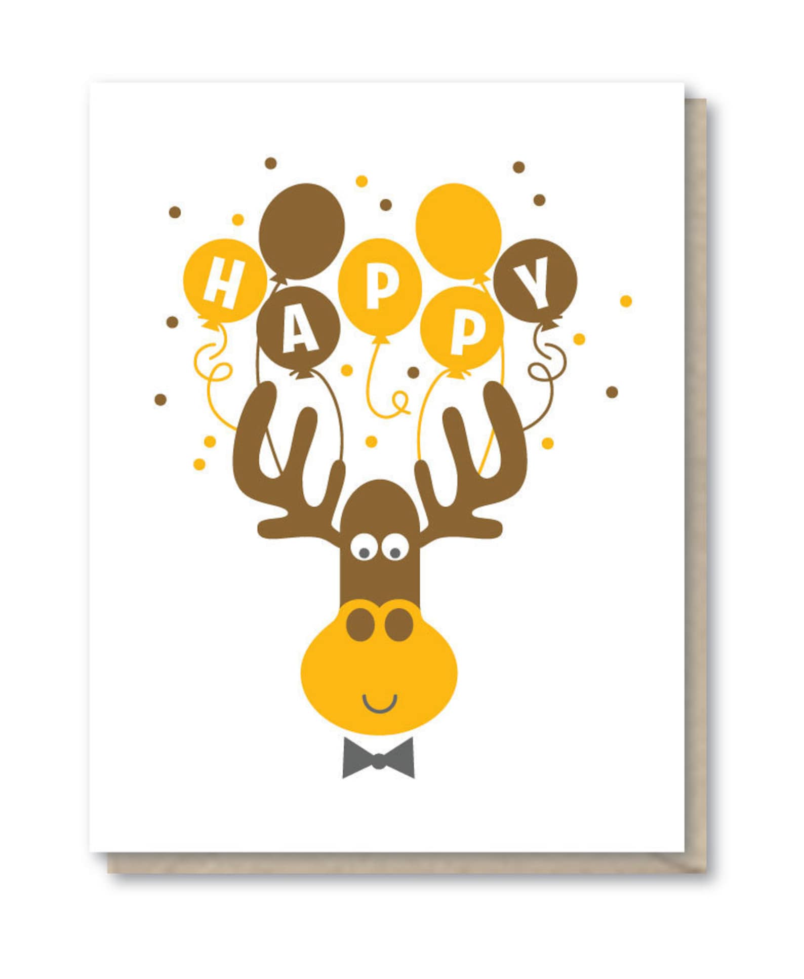 Happy Moose Birthday Card, Moose and Balloons Greeting Card, Animal ...