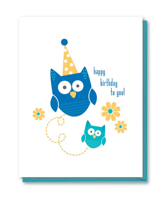 Owls Birthday Card Happy Birthday to You Blank Card Cute | Etsy
