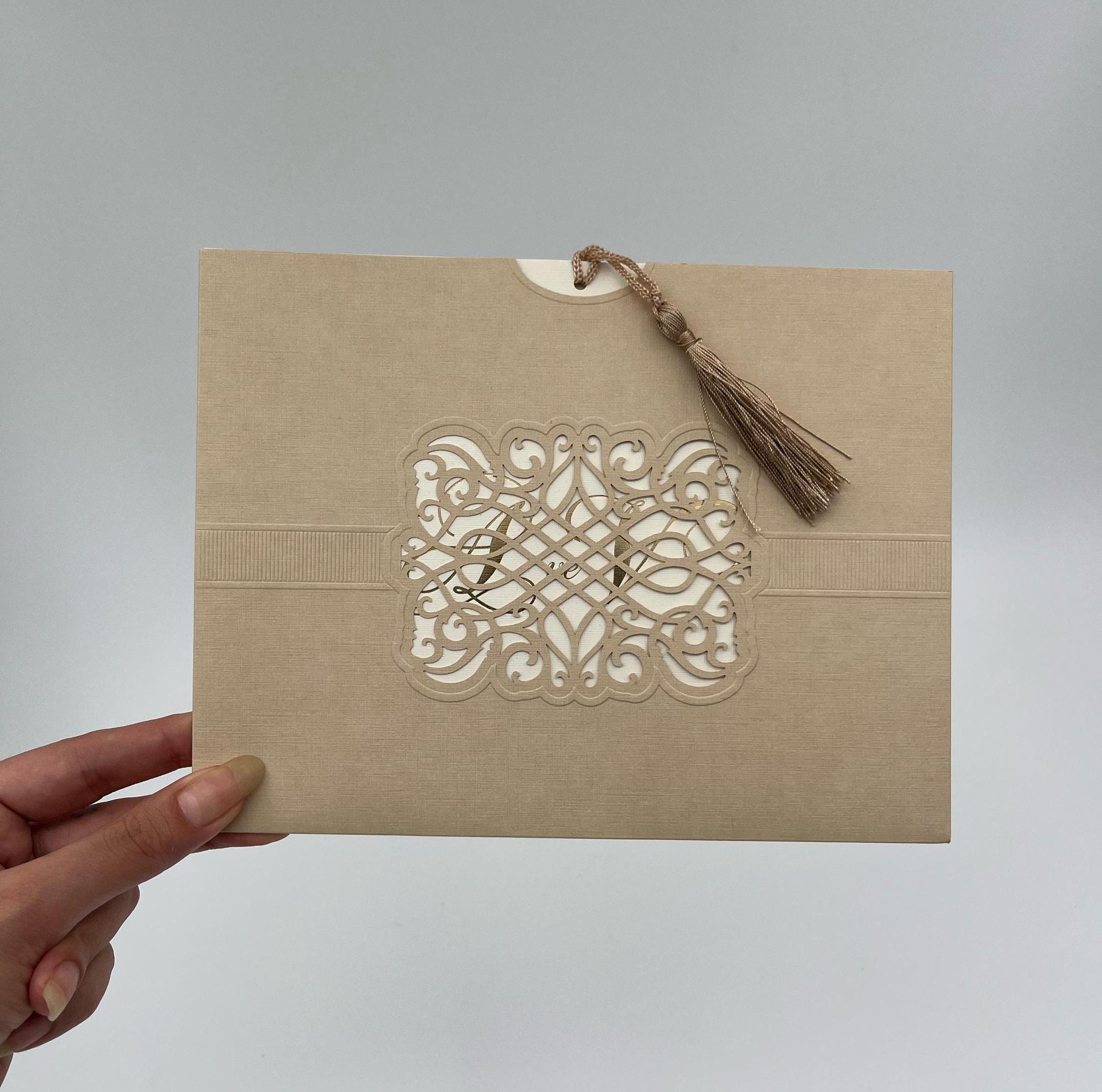 Minimalist Wedding Invitation, Gold Foil, Windowed Invitation ...