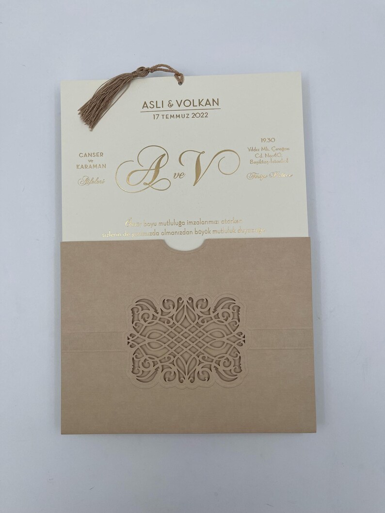 Minimalist Wedding Invitation, Gold Foil, Windowed Invitation ...