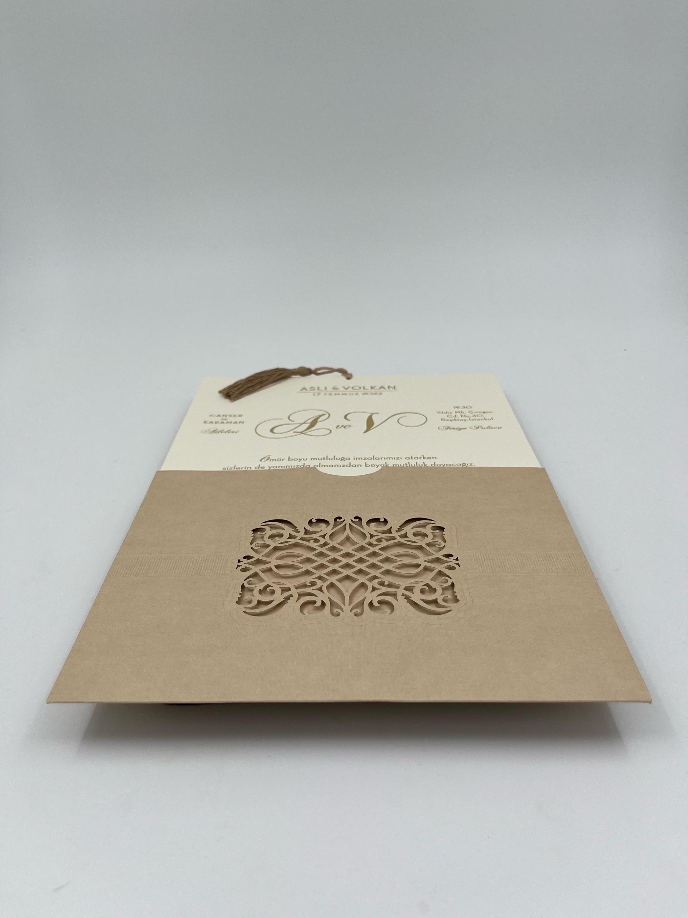 Minimalist Wedding Invitation, Gold Foil, Windowed Invitation ...
