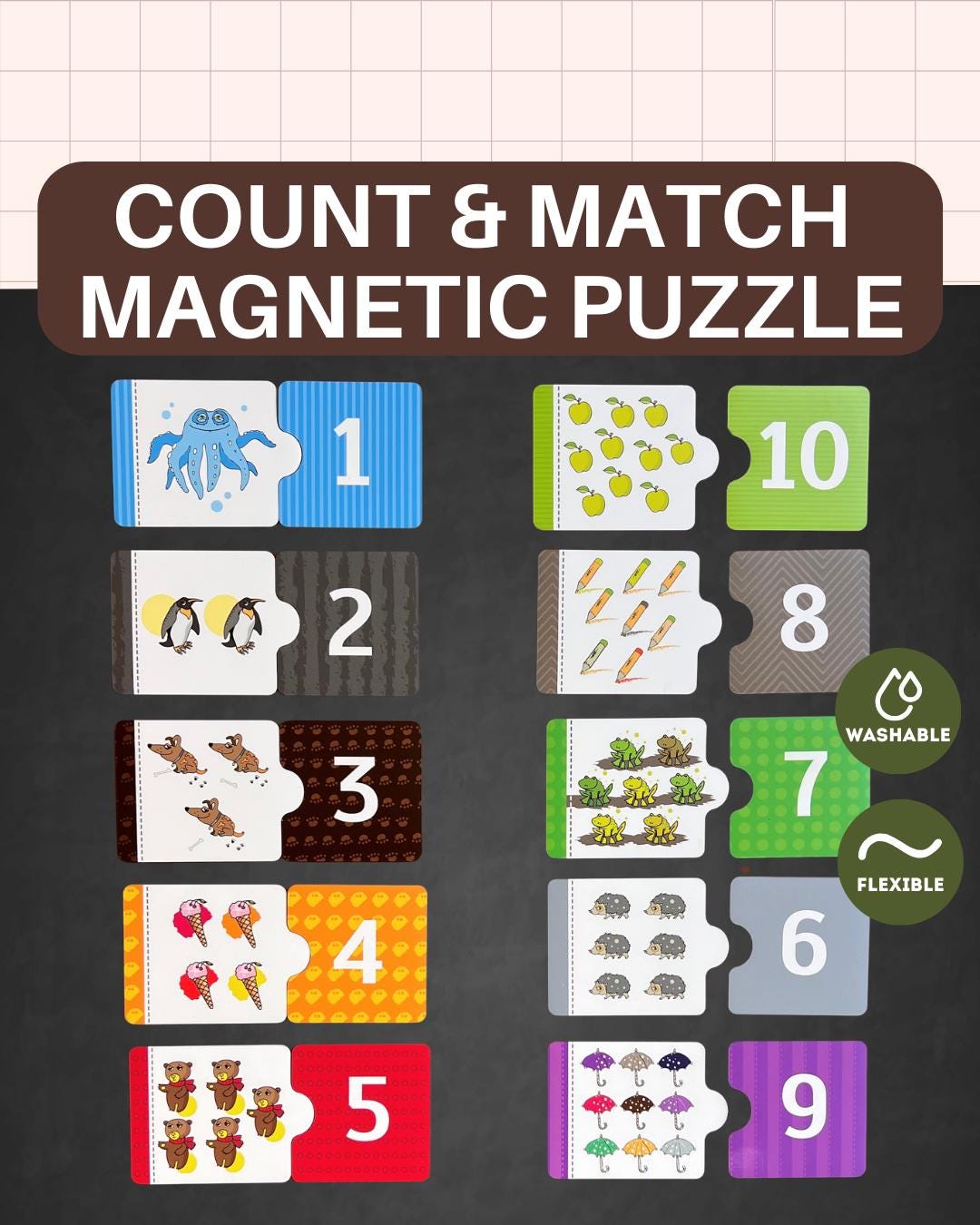 Magnetic Math Puzzle "count & Match" | Numbers 1-10 Game | Preschool ...