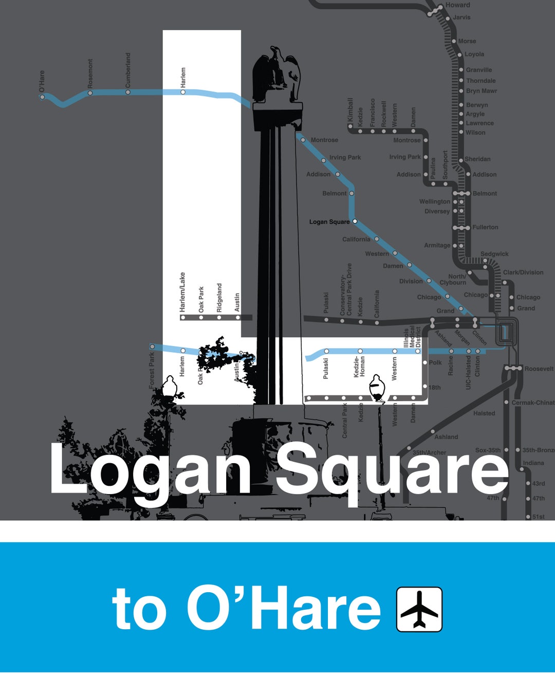 CTA L Stop Sign: Logan Square (blue Line) - Etsy