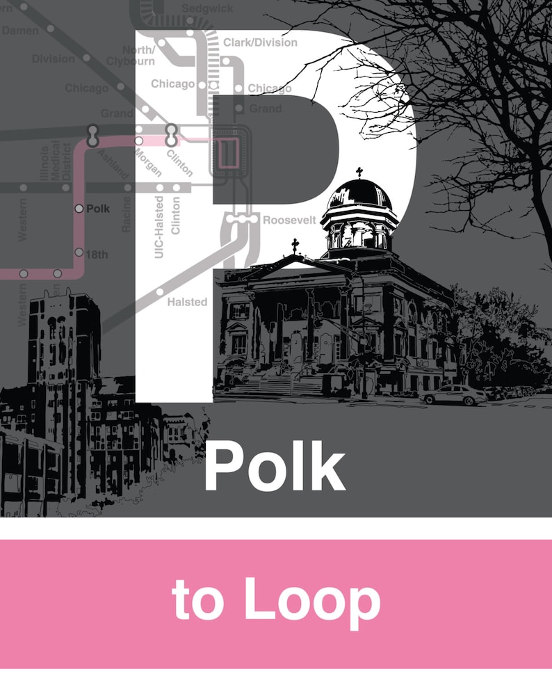 CTA L Stop Sign: Polk pink Line - Etsy