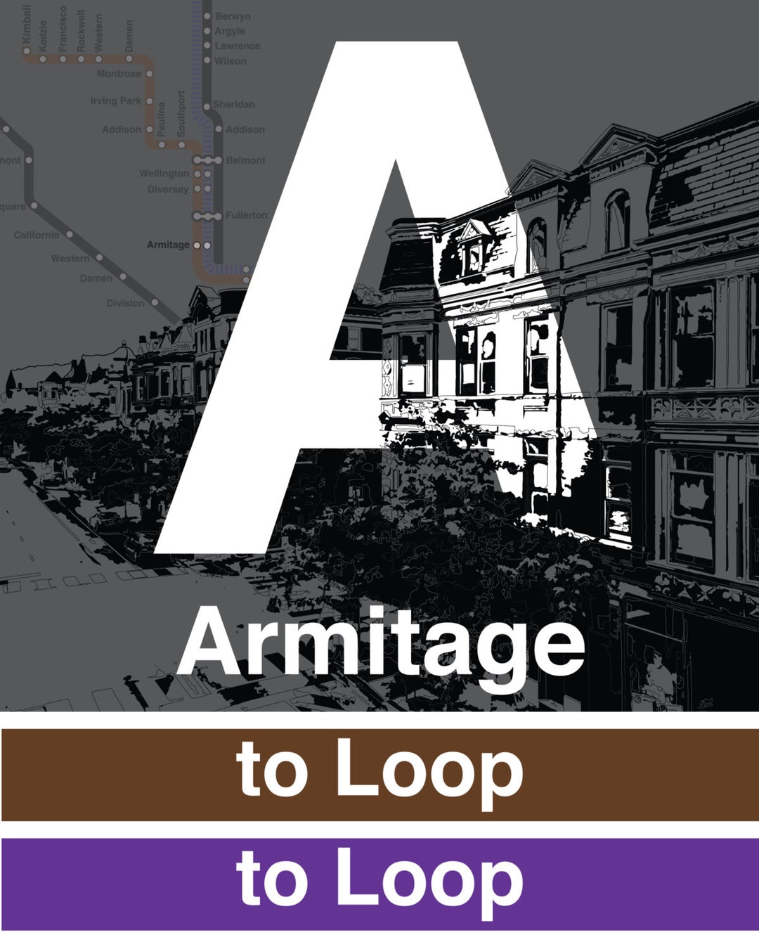 CTA L Stop Sign: Armitage (brown/purple Lines) - Etsy