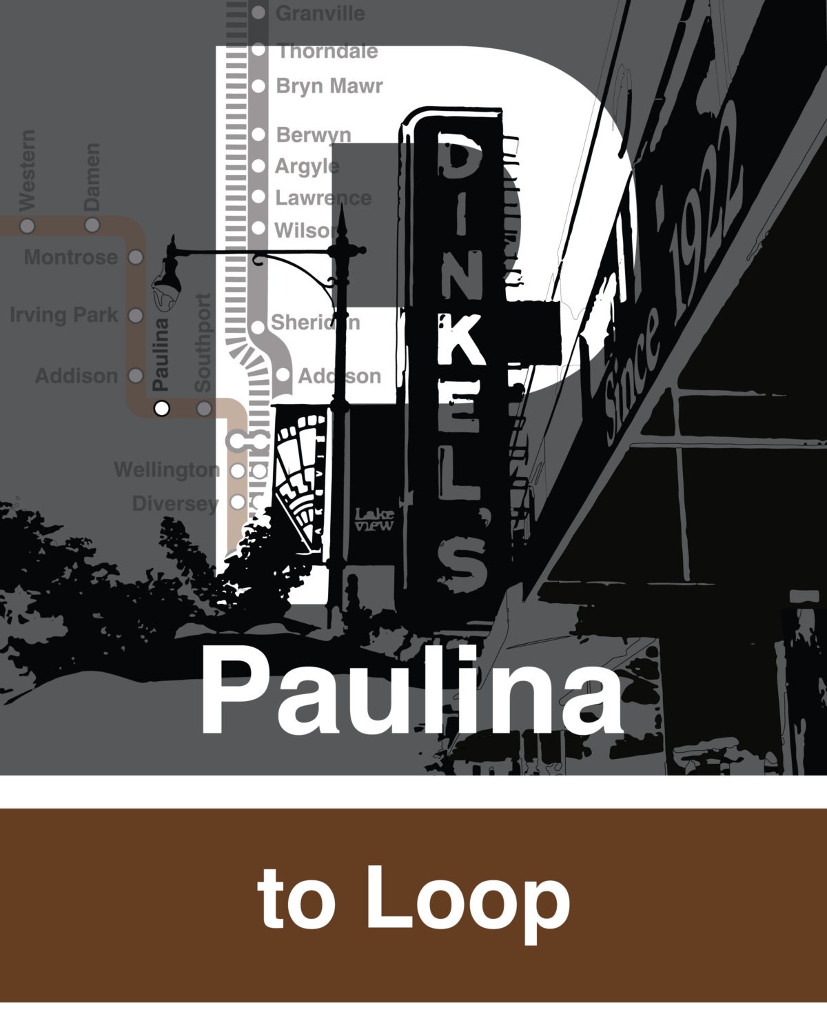 CTA L Stop Sign: Paulina brown Line - Etsy