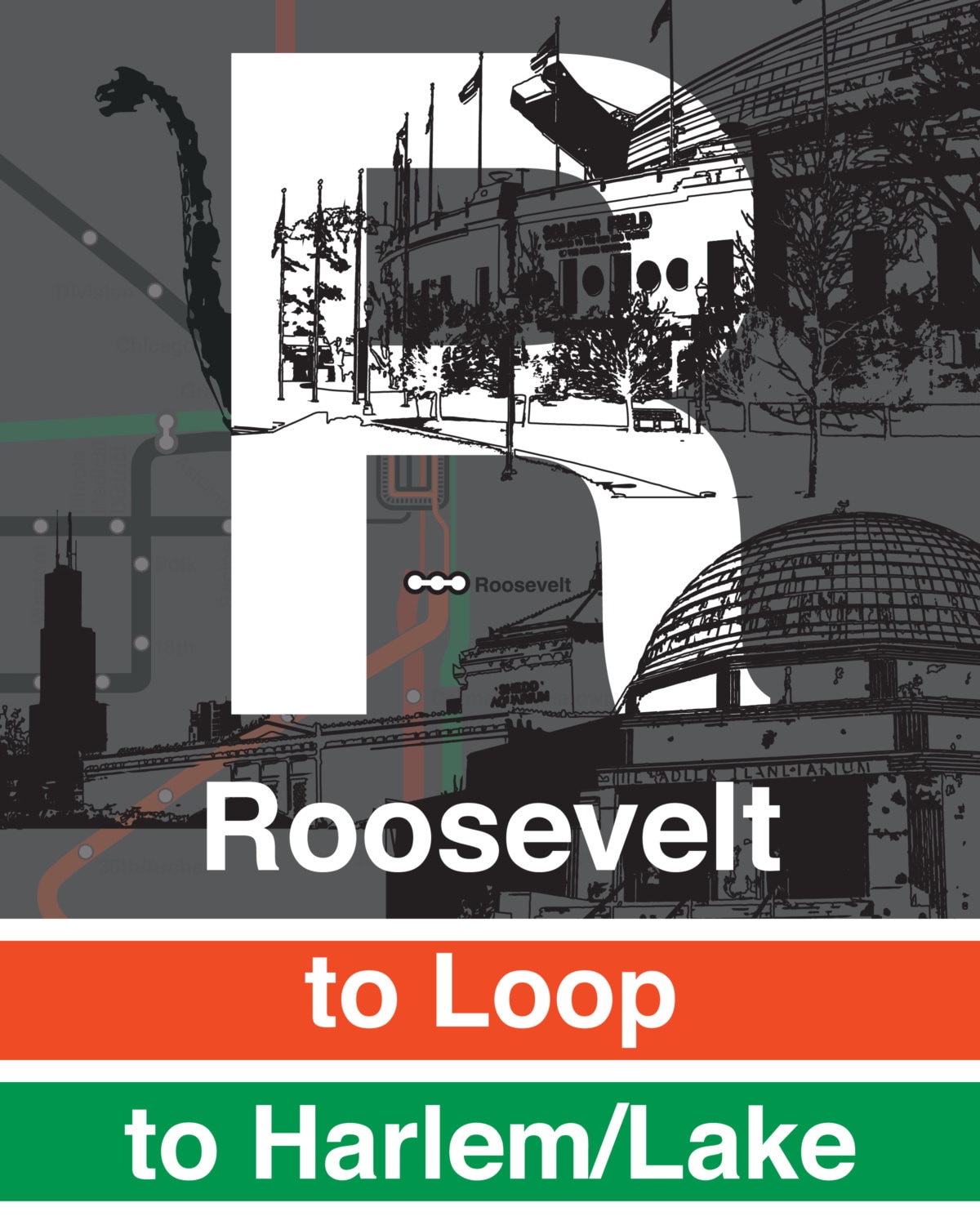 CTA L Stop Sign: Roosevelt (orange and Green Lines) - Etsy