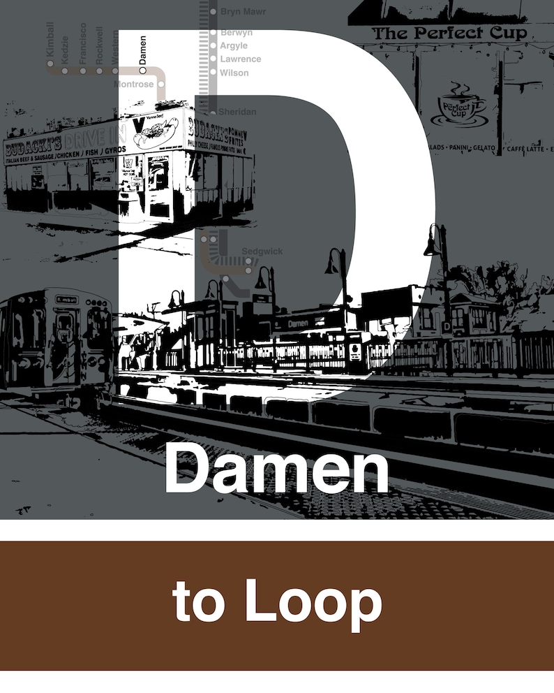 CTA L Stop Sign: Damen (brown Line) - Etsy