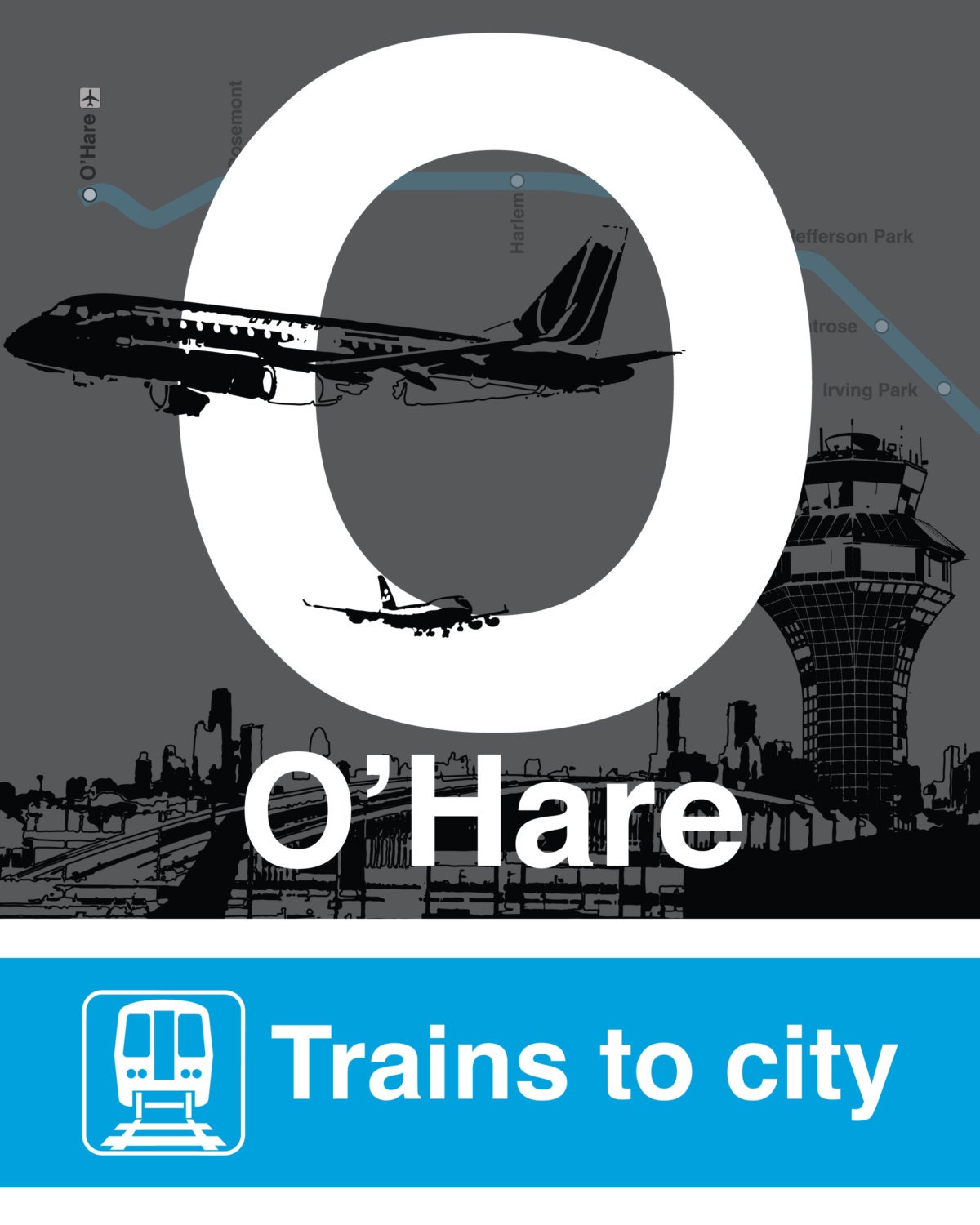 CTA L Stop Sign: O'hare (blue Line) - Etsy