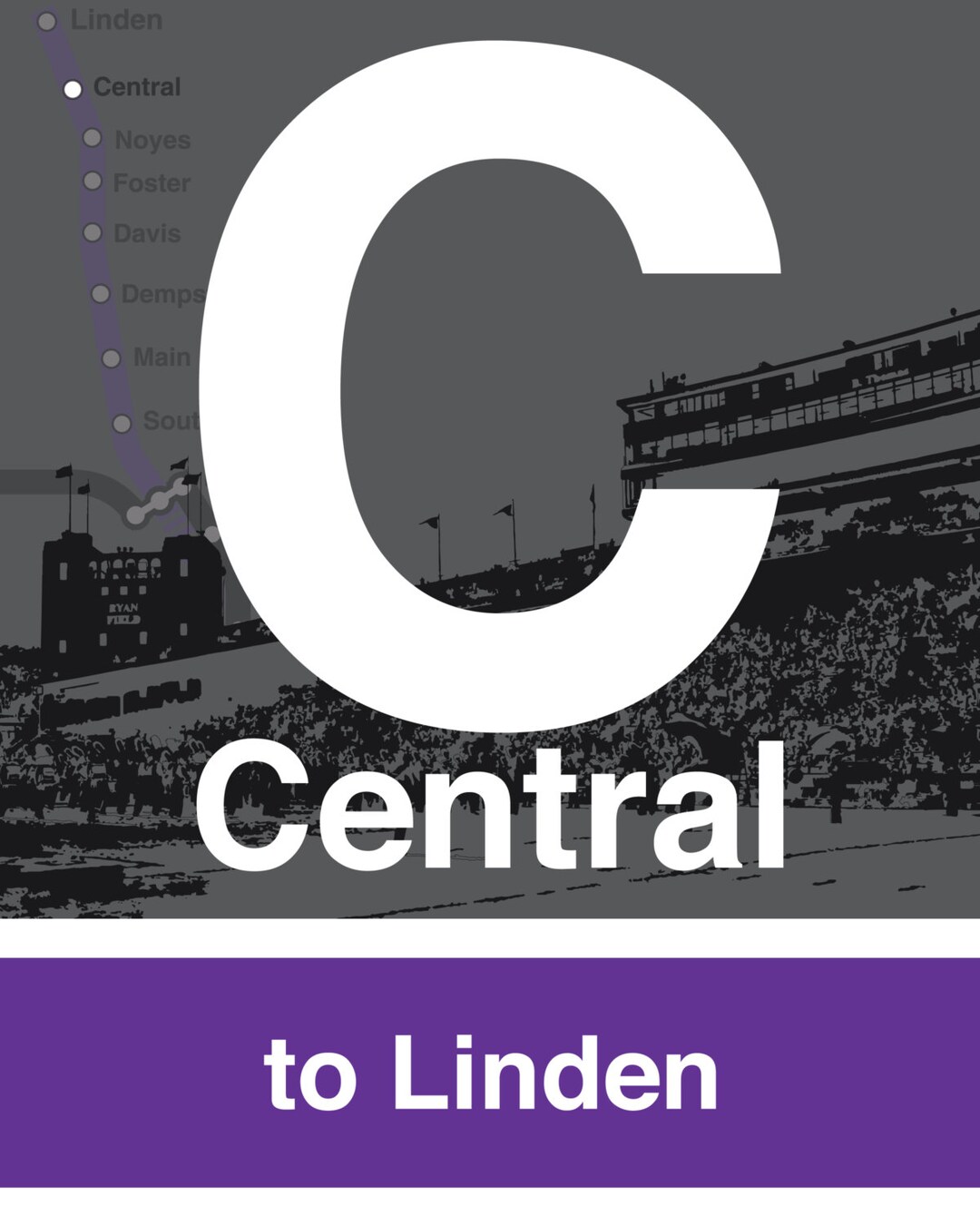 CTA L Stop Sign: Central (purple Line) - Etsy