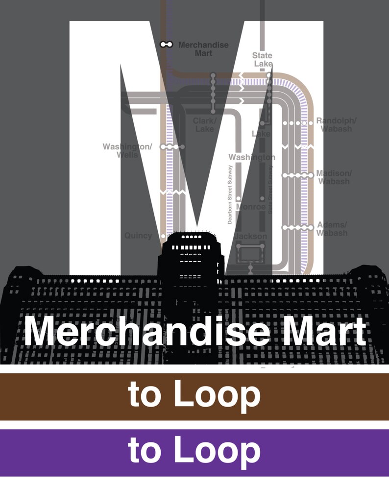 CTA L Stop Sign: Merchandise Mart (brown & Purple Lines) - Etsy