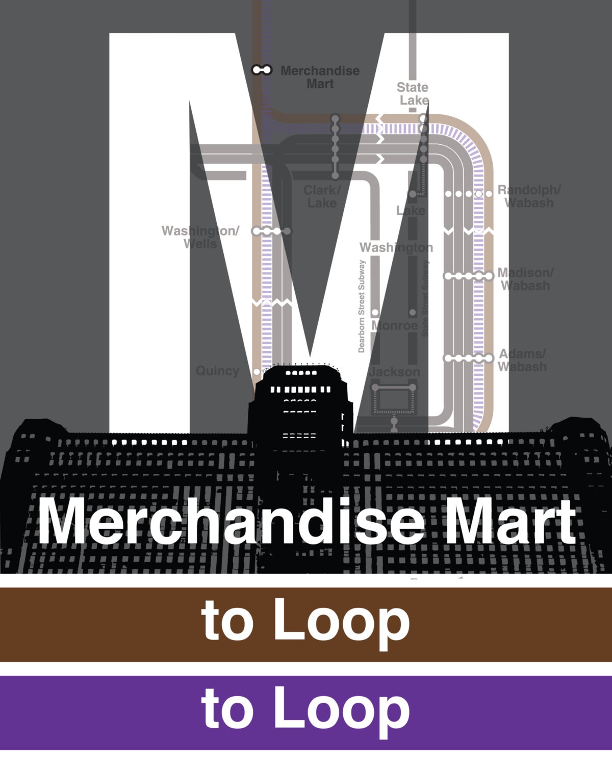 CTA L Stop Sign: Merchandise Mart (brown & Purple Lines) - Etsy