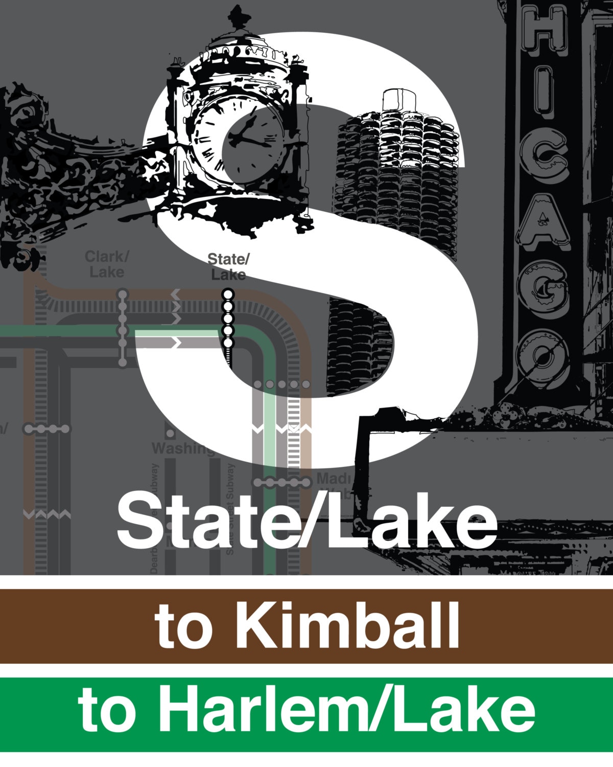CTA L Stop Sign: State and Lake (brown and Green Lines) - Etsy