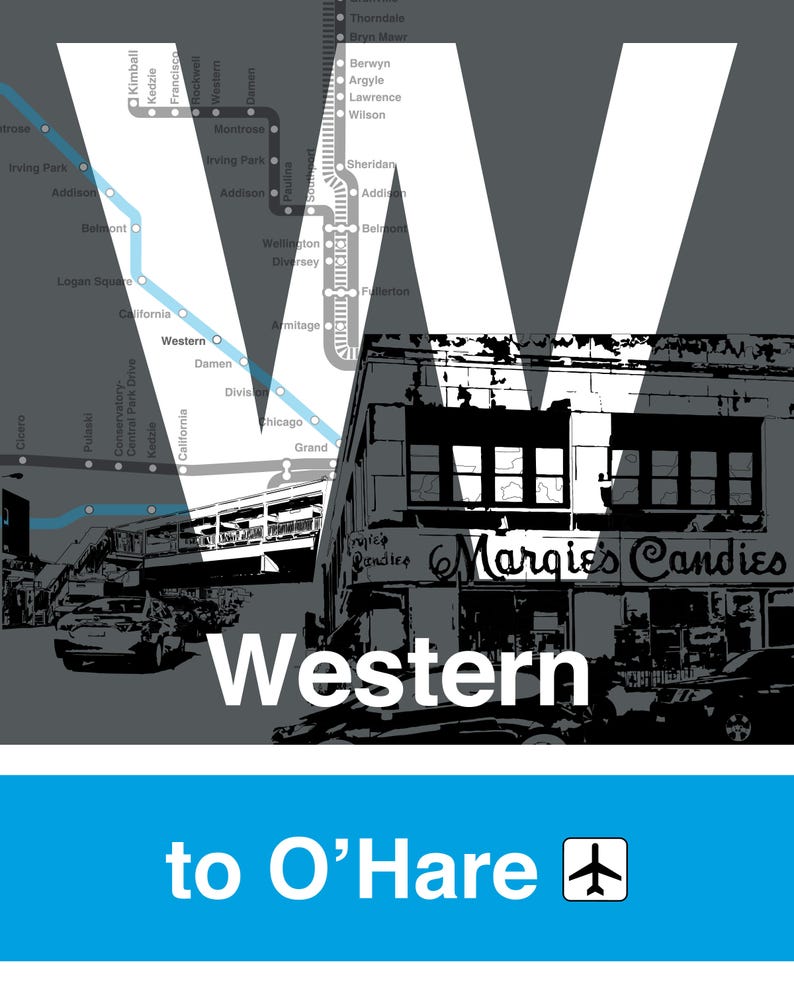 CTA L Stop Sign: Western (blue Line) - Etsy