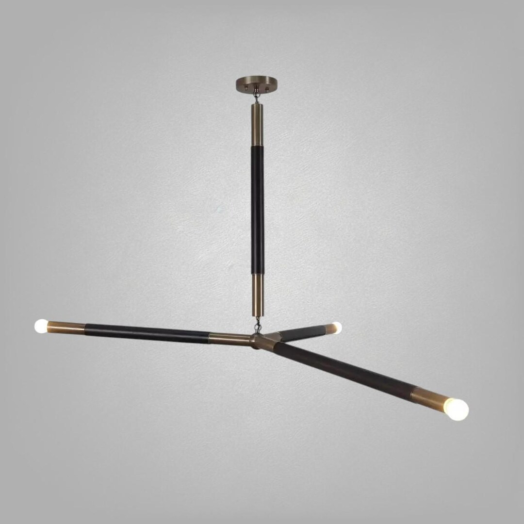Handmade Three Arm Lights Sputnik Hanging Pendant Ceiling Leather ...