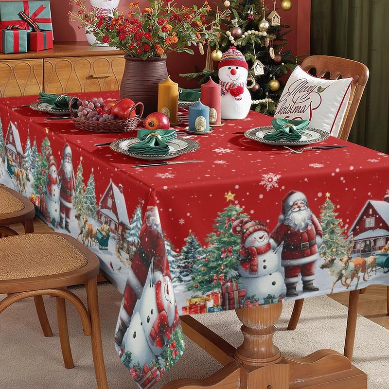 Red Reindeer Christmas Tablecloth - Etsy