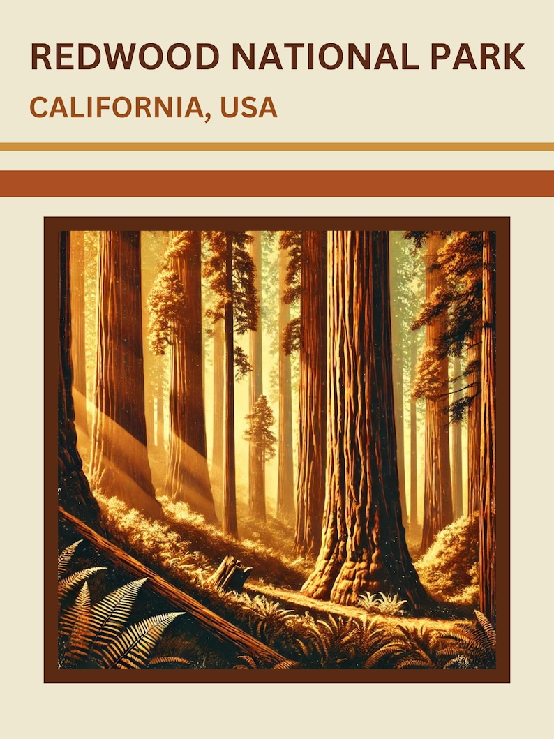 Retro Redwood National Park Poster - Etsy