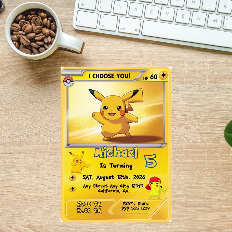 Pikachu Editable and Printable Birthday Invitation | Awesome Pokemon ...