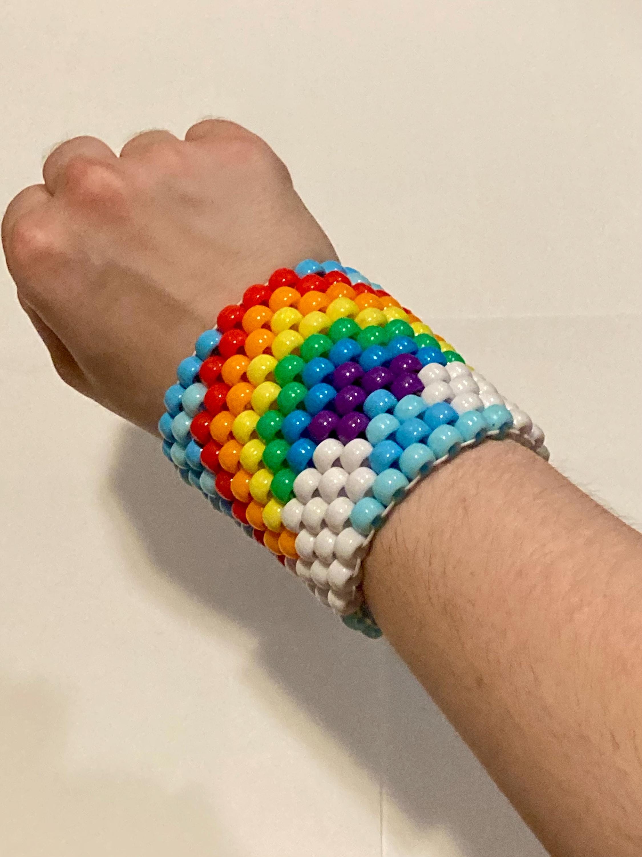 Rainbow Peyote Stitch Kandi Cuff Etsy