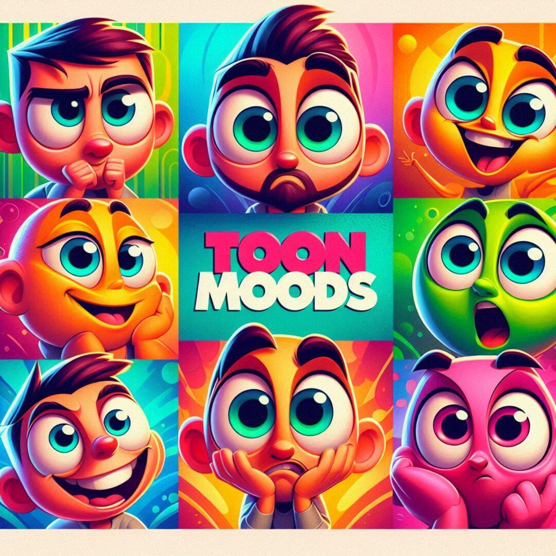 Toon Moods Clipart Set Funny Cartoon Faces and Expressions for ...