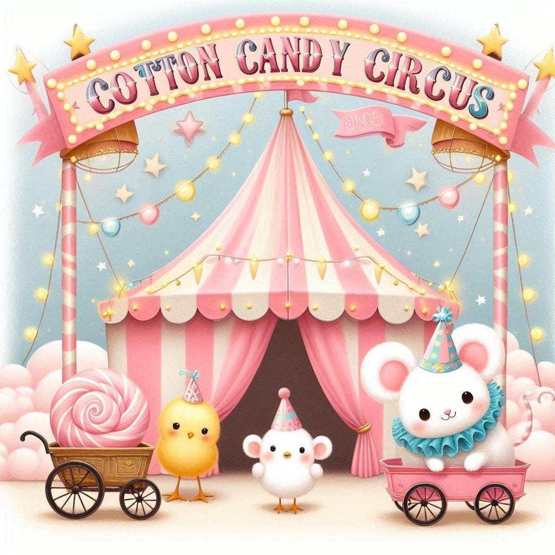 Cotton Candy Circus Clipart Set – Cute Circus Characters in Pastel for ...