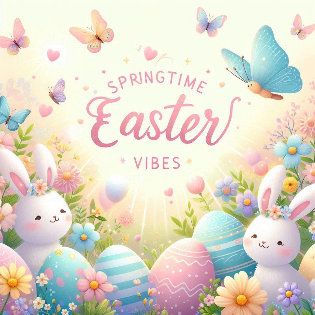 Springtime Easter Vibes Clipart Set – Happy Spring and Easter Motifs ...