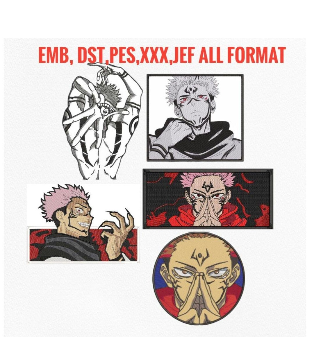 Sukuna Embroidery Design Ryomen Sukuna Embroidery Jujutsu Kaisen Anime ...