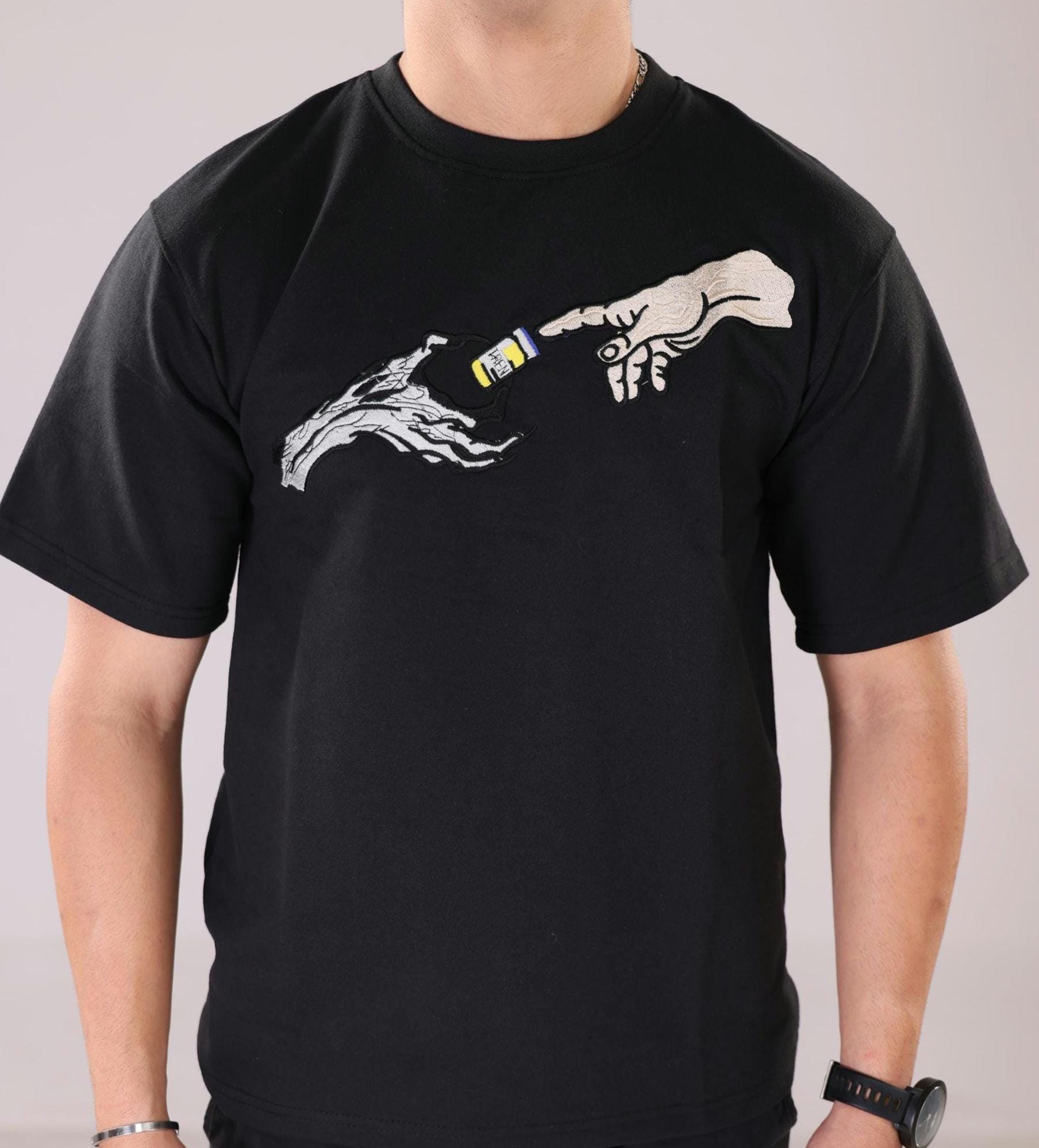 Tren Hand Embroidered T Shirt Oversized Gym Wear Tee Workout Cloths ...