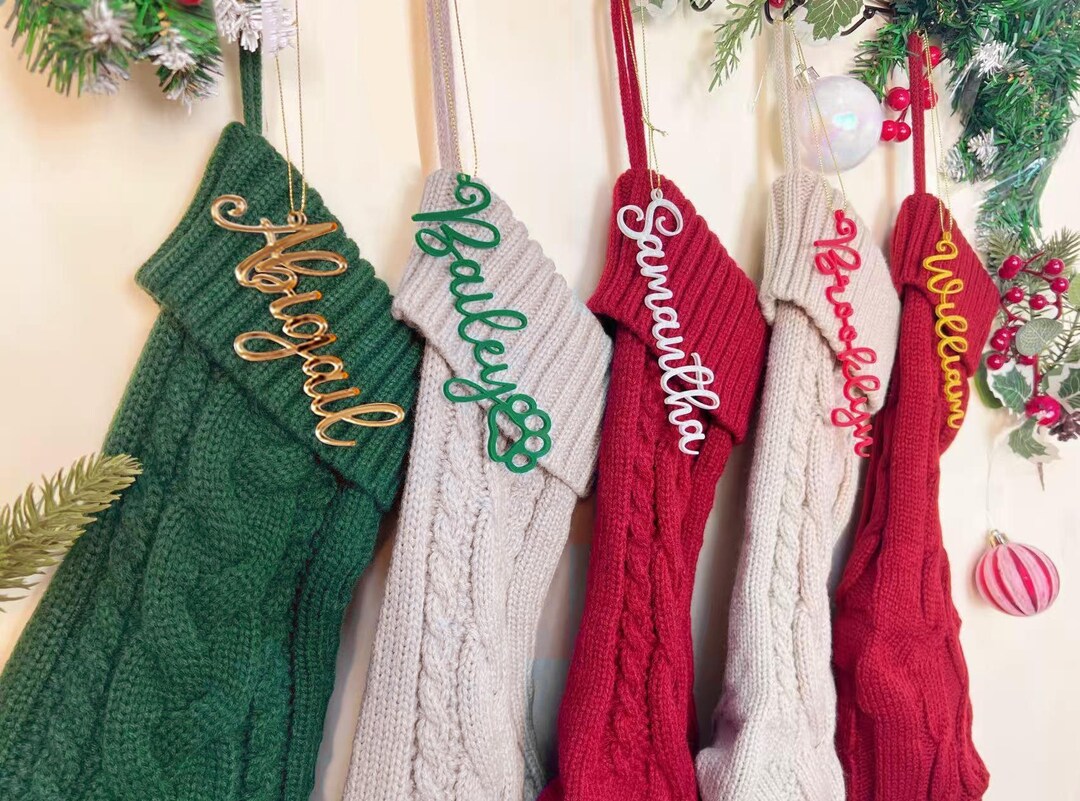 Personalized Christmas Stocking Tags, Acrylic Stocking Tags, Christmas ...