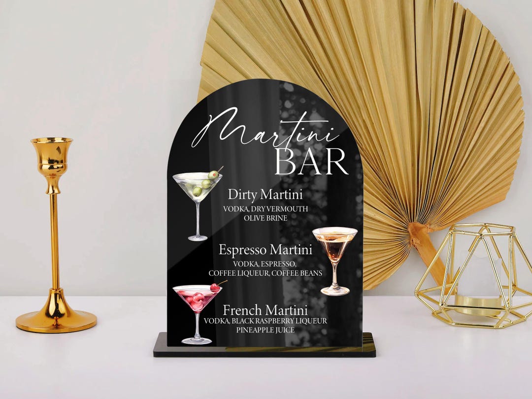 Martini Bar Sign, Espresso Martini Sign, Dirty Martini, French Martini ...