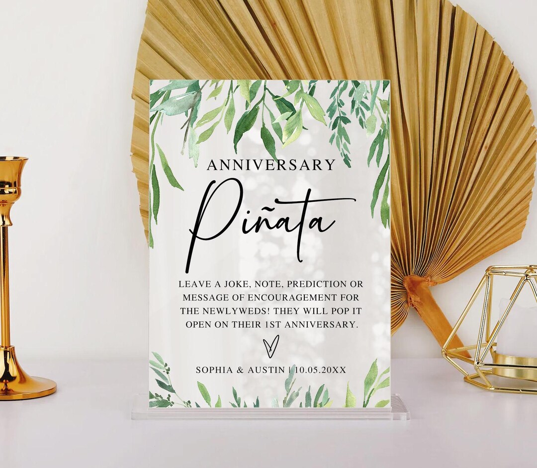 Anniversary Piñata Sign, Wedding Bridal Shower Sign, Leave a Joke Idea ...