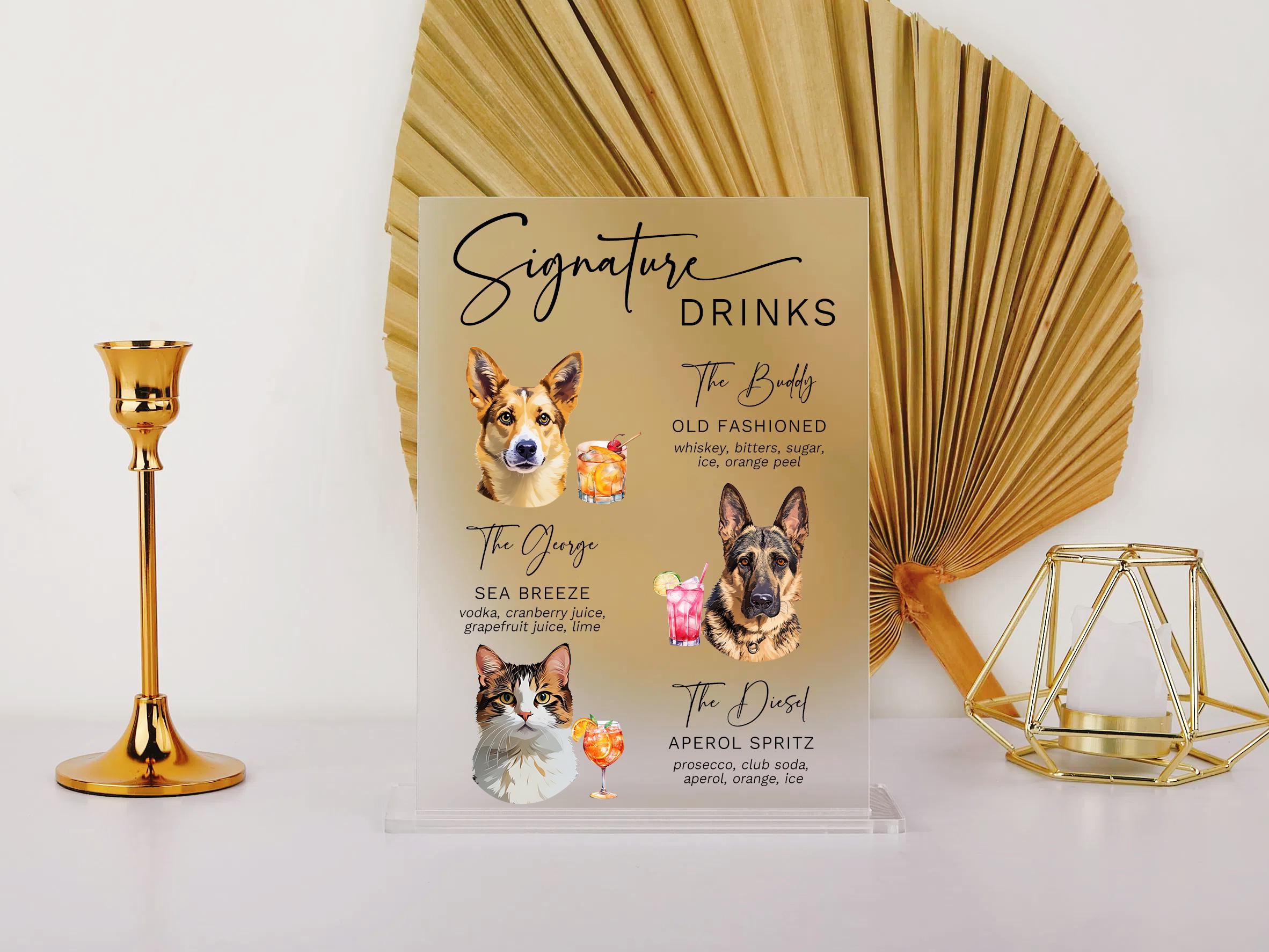 Custom Dog Signature Drink Sign, Pet Signature Drink Menu, Pet ...