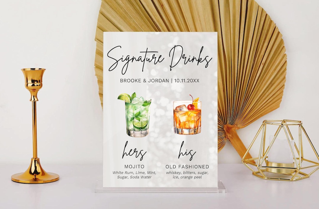 His and Hers Signature Drink Sign, Signature Cocktail Sign, Wedding ...