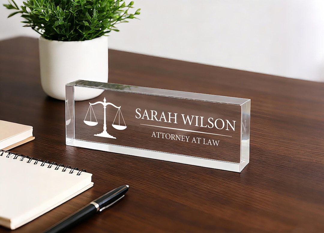 Custom Lawyer Desk Name Plate, Clear JD Judge Name Plate, Lawyer ...